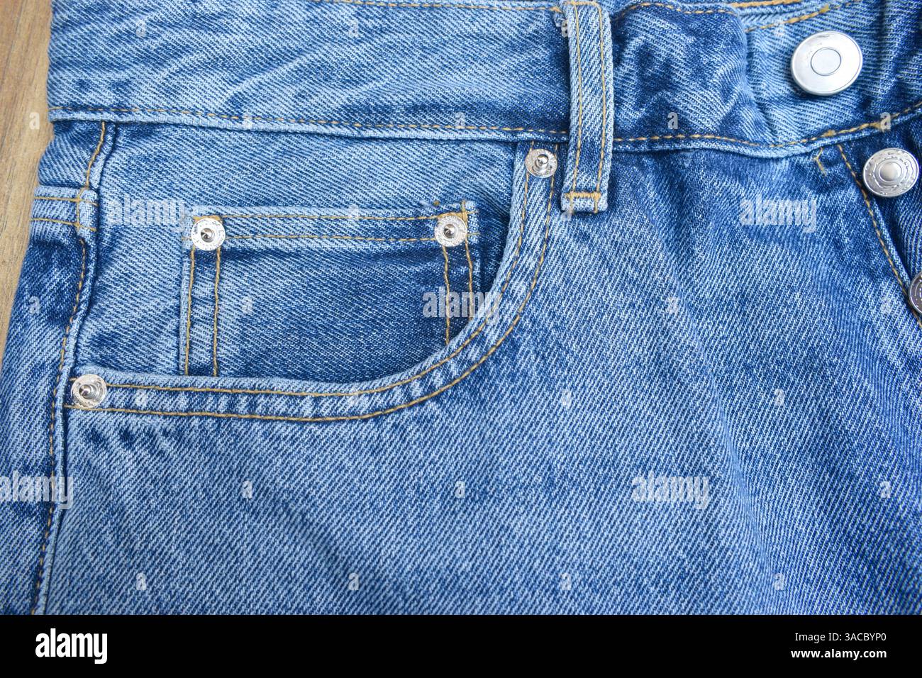 Blue Denim Jean Pocket Fabric Texture Background Stock Photo - Alamy