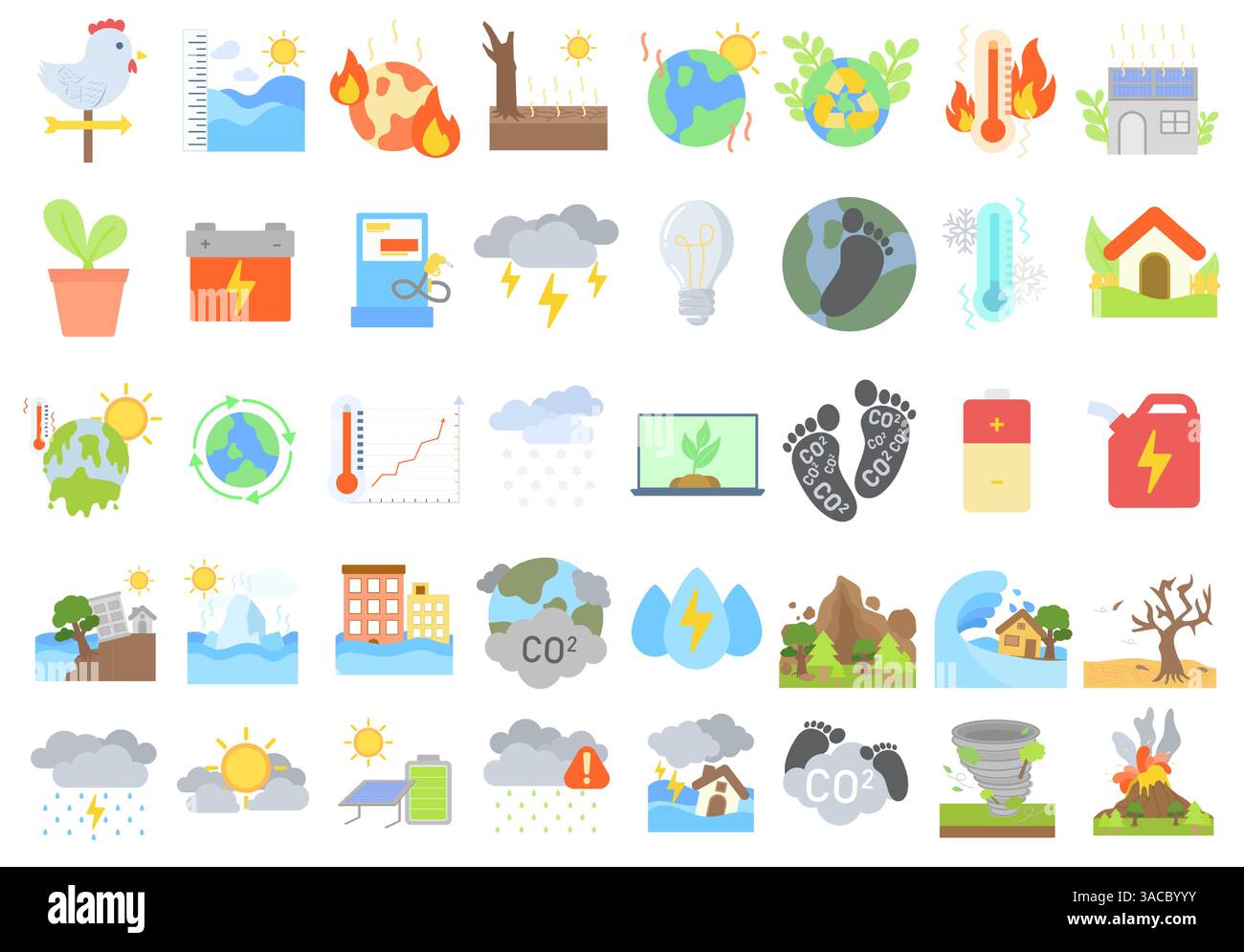 A collection of illustrations highlighting global warming themes ...