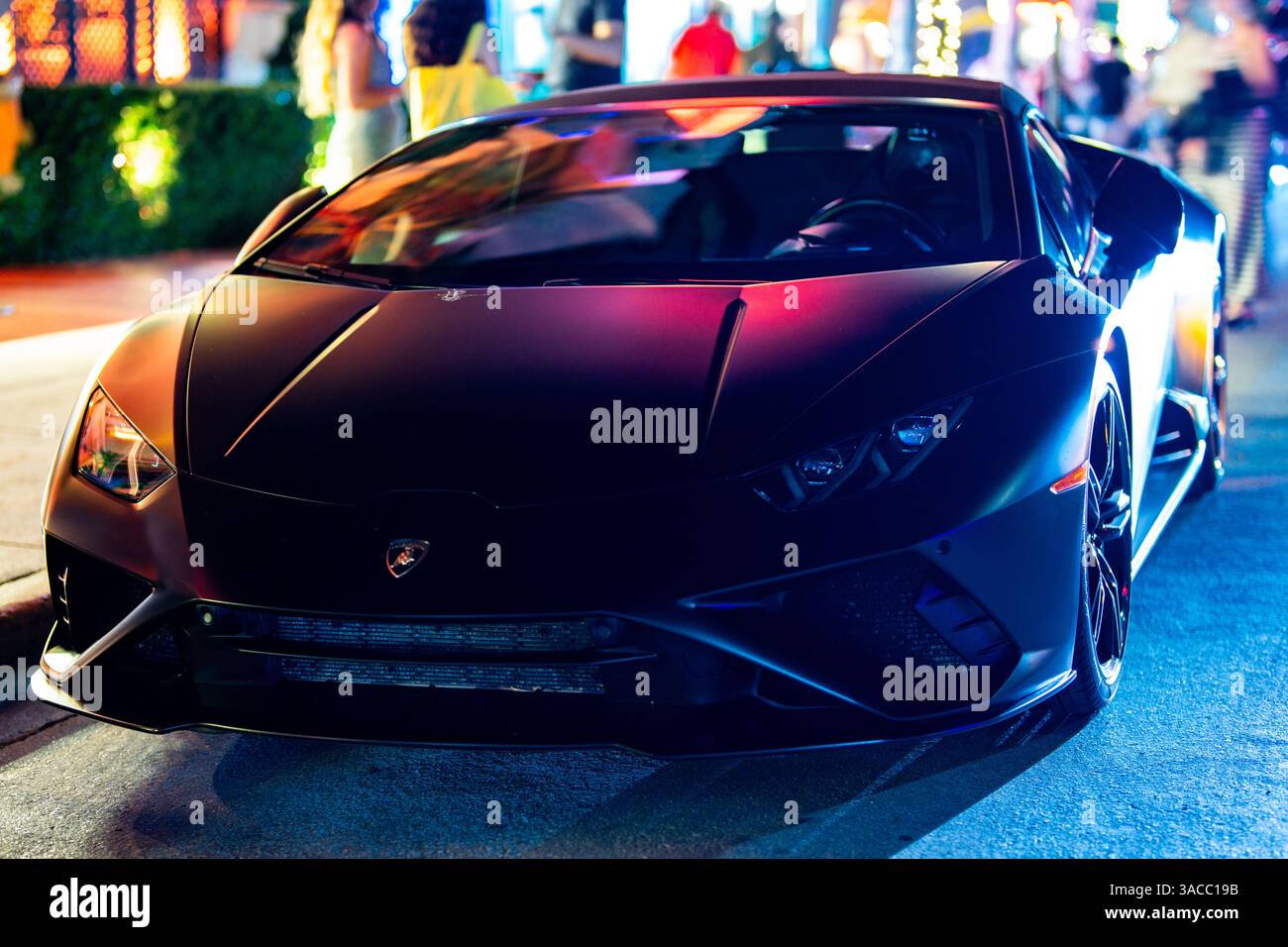 April 3, 2025. Miami. Lambo concept. Lamborghini super car on the city street. Lamborghini ...