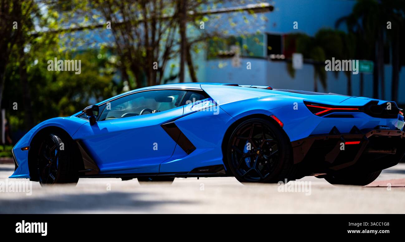 April 3, 2025. Miami. Lambo concept. Lamborghini sportscar on summer ...
