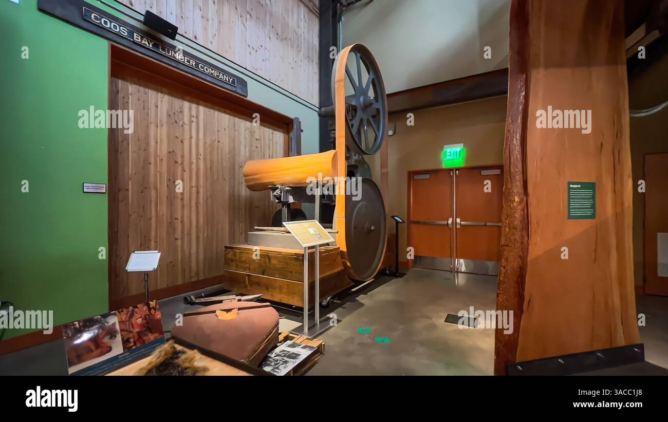 Coos History Museum in Coos Bay, Oregon. Old mill saw Stock Photo - Alamy