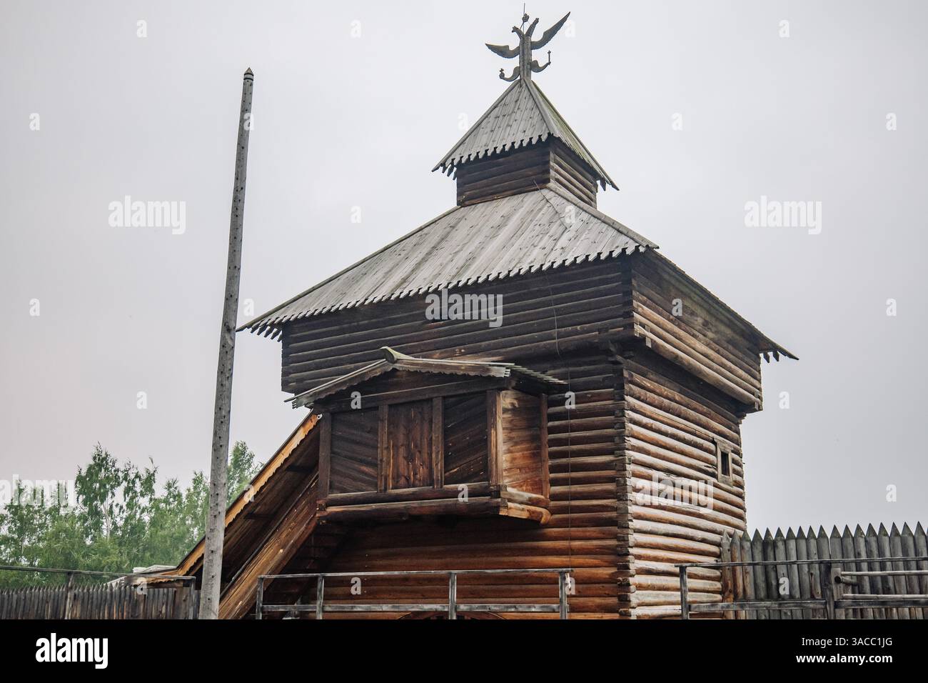 Majestic wooden tower with a double headed eagle, showcasing ...