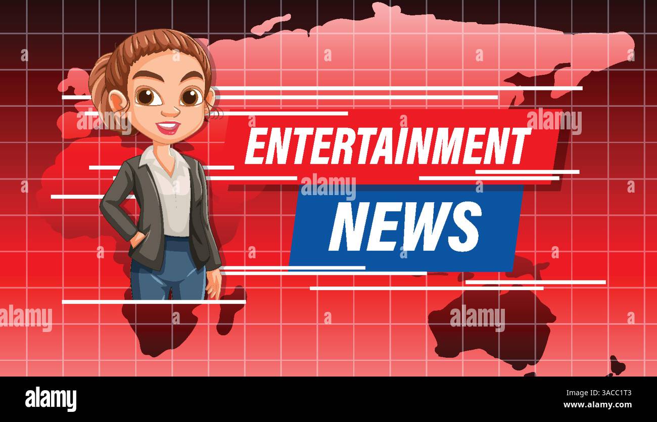 Vector illustration featuring a cartoon character with a global news ...