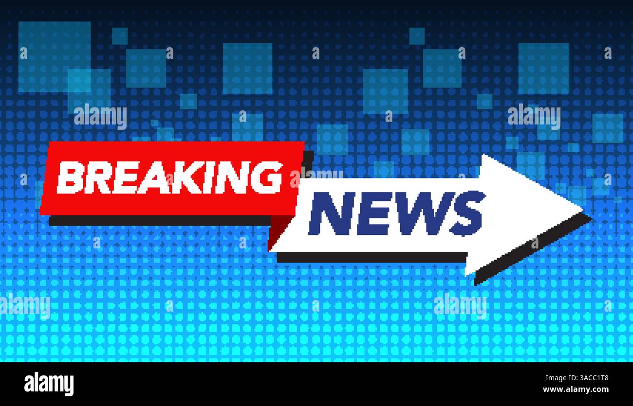 Dynamic vector illustration featuring a breaking news banner with bold ...