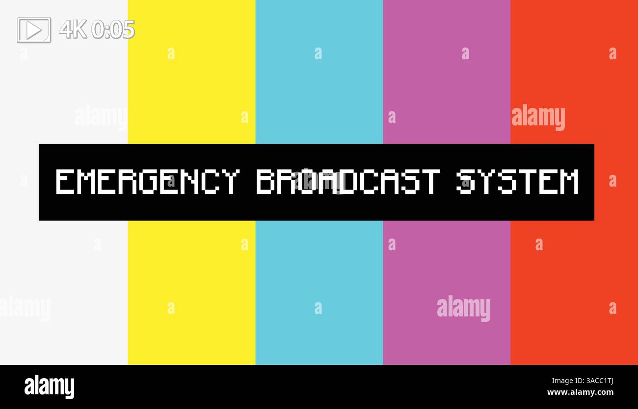 Vector illustration of classic emergency broadcast color bars with bold ...