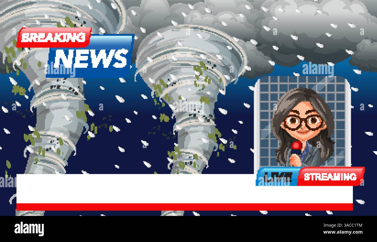 Dynamic vector illustration of a live news broadcast featuring ...