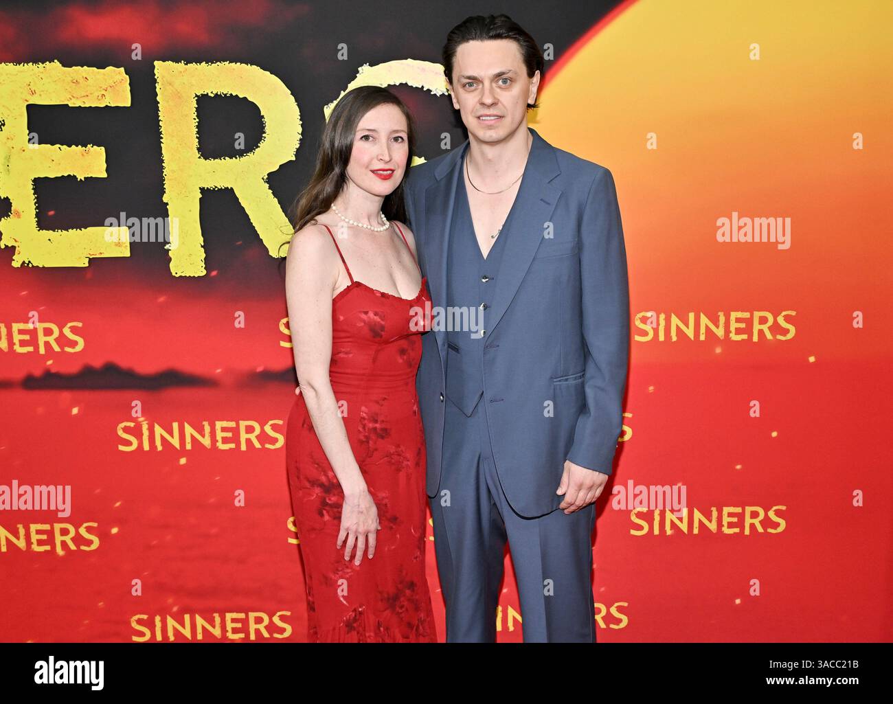 Leah Fay Goldstein, left, and Peter Dreimanis attend the premiere of "Sinners" at AMC Lincoln ...