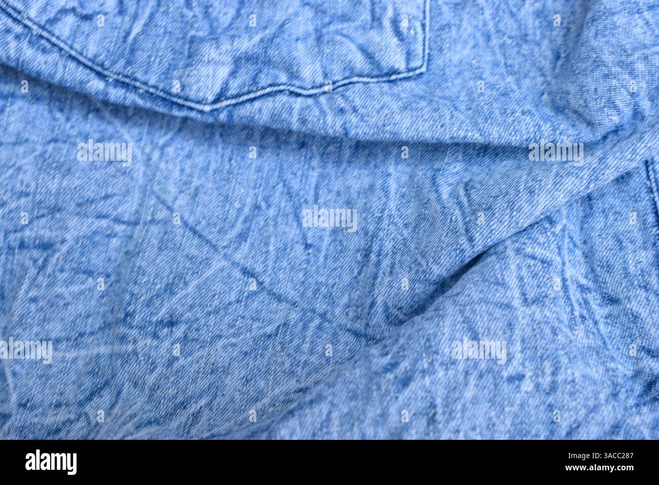 Folded Blue Denim Shirt Fabric Texture Close Up Background Stock Photo ...