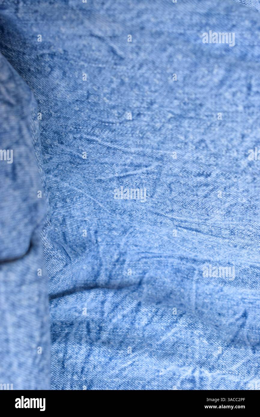 Folded Blue Denim Shirt Fabric Texture Close Up Background Stock Photo ...