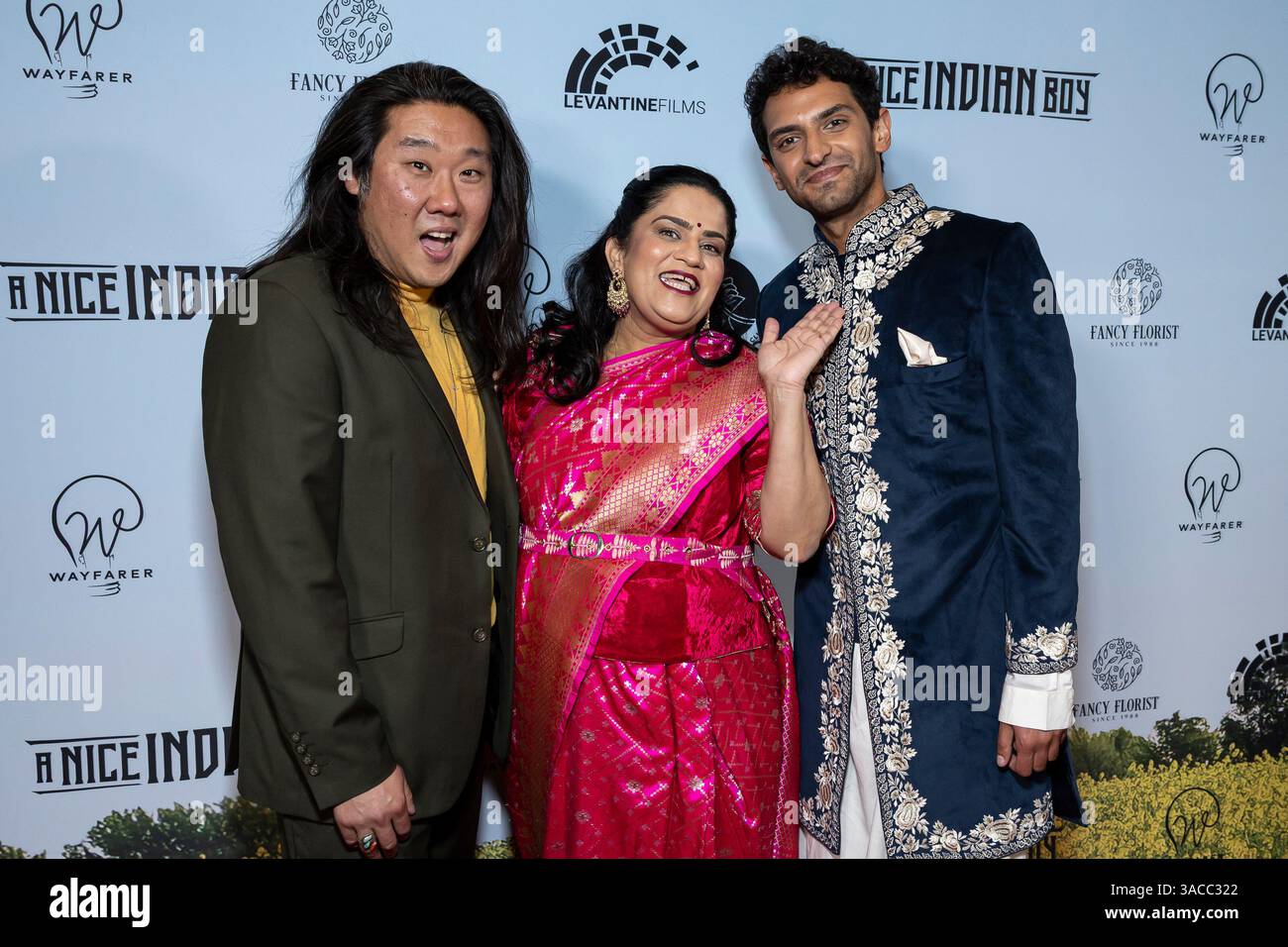 Peter S. Kim, Zarna Garg and Karan Soni attend the arrivals of the LA ...