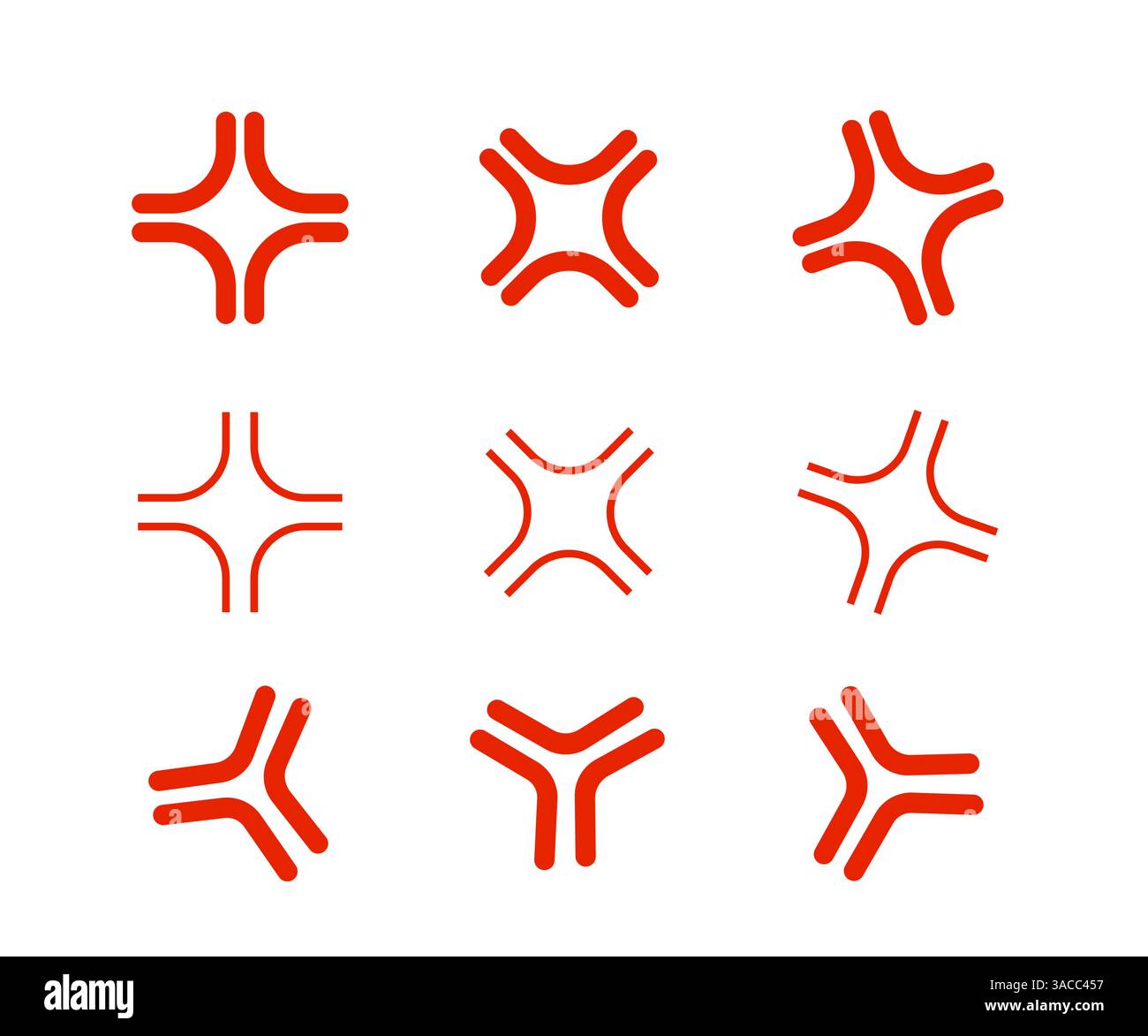 Anime Emotion effect set. Simple red anger mark. Line movement element ...