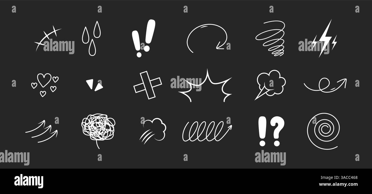 Anime Emotion effect collection. Emotion mark. Stars overhead anime ...