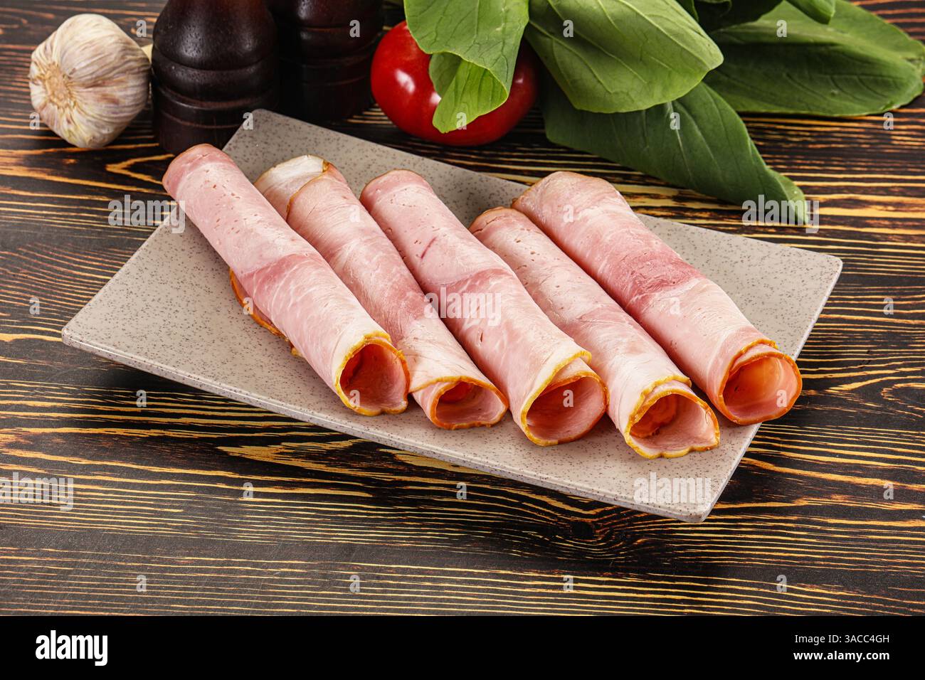 Italian sausage Prosciutto cotto ham appetizer Stock Photo - Alamy