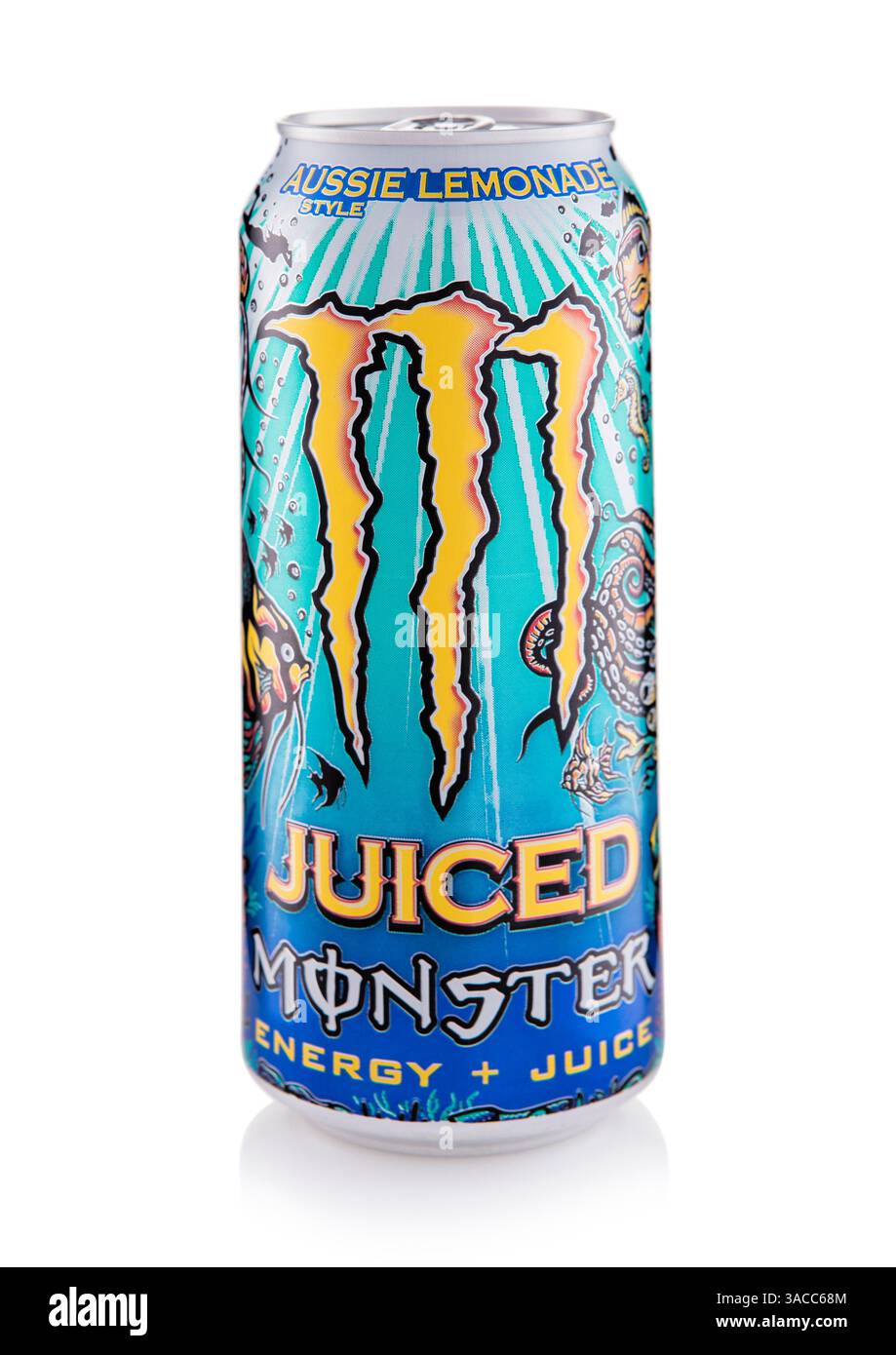 LONDON,UK - MARCH 07, 2025: Monster Juiced energy soft soda drink ...