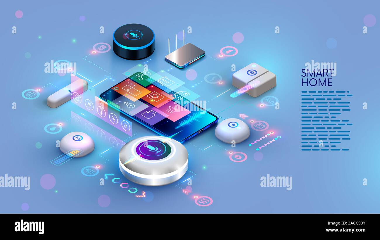 Smart home system customization control on phone. Design IOT smart home system. Creation ...