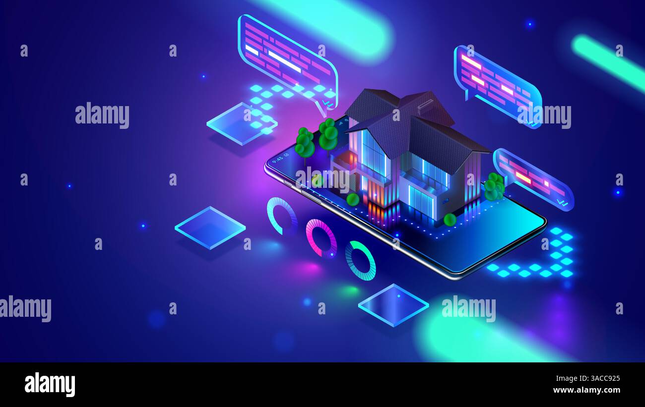 Smart home controlled smartphone. Internet of things technology of home ...