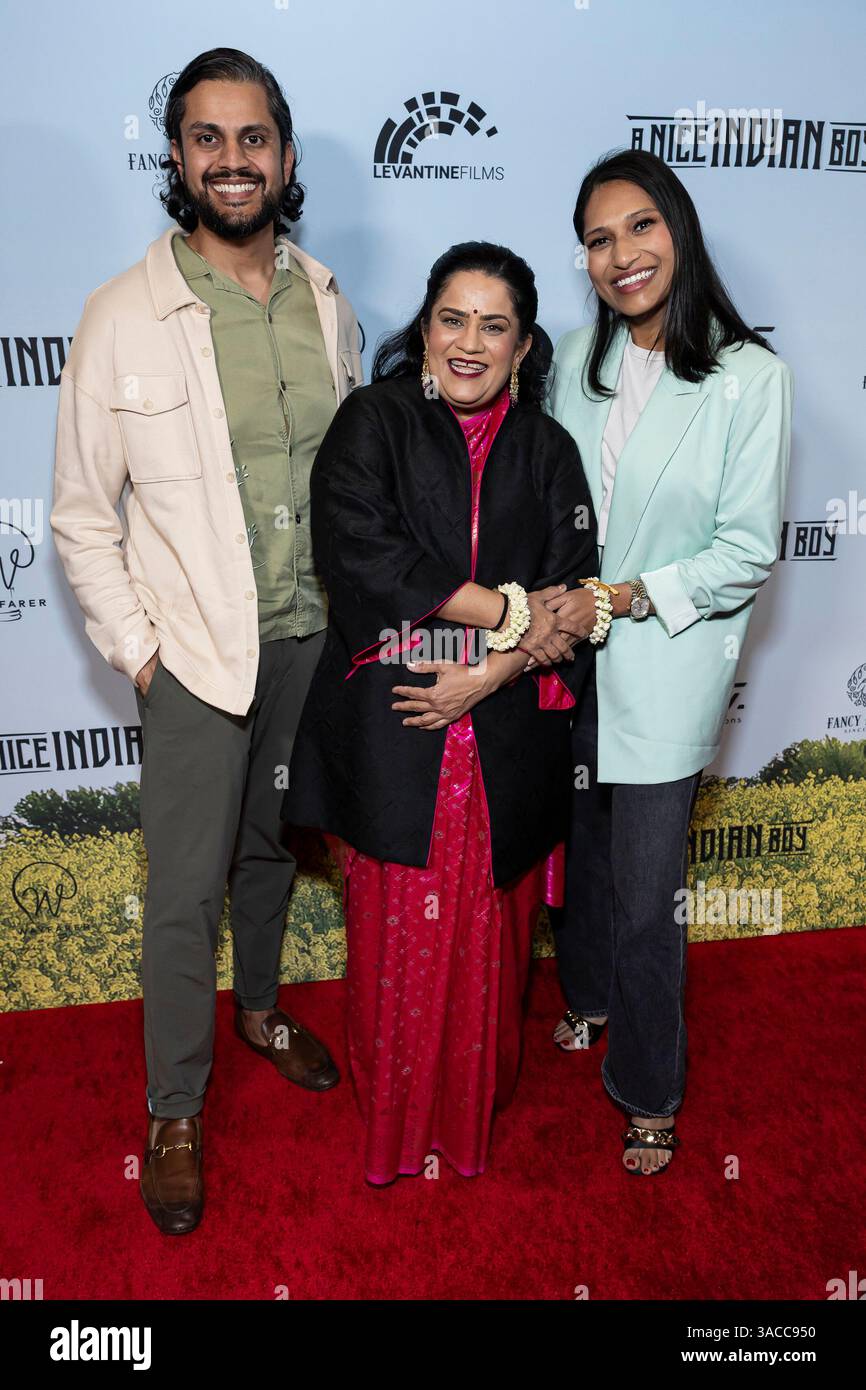 Arpan Parikh, Zarna Garg and Ravali Parsa attend the arrivals of the LA ...