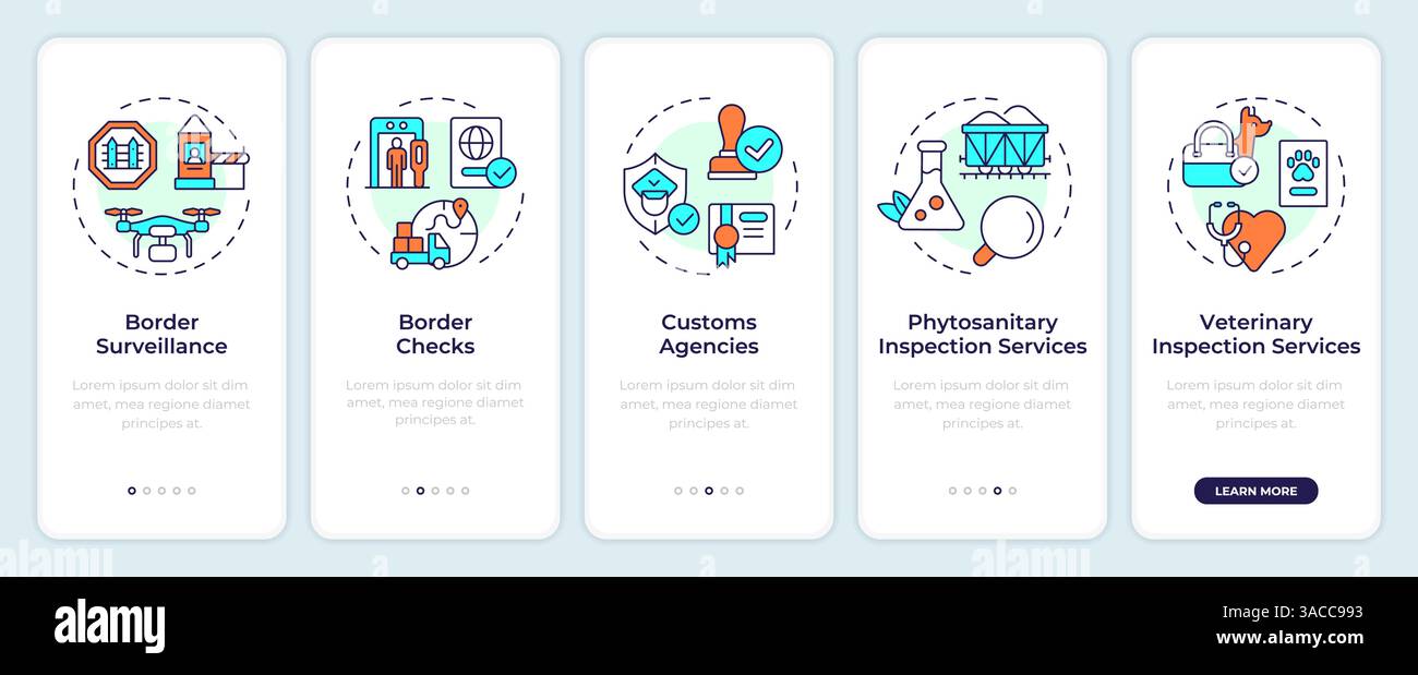 Integrated border management onboarding mobile app screen Stock Vector ...