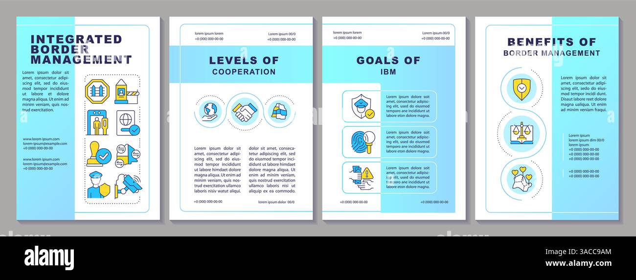 Integrated border management blue brochure layout Stock Vector Image ...