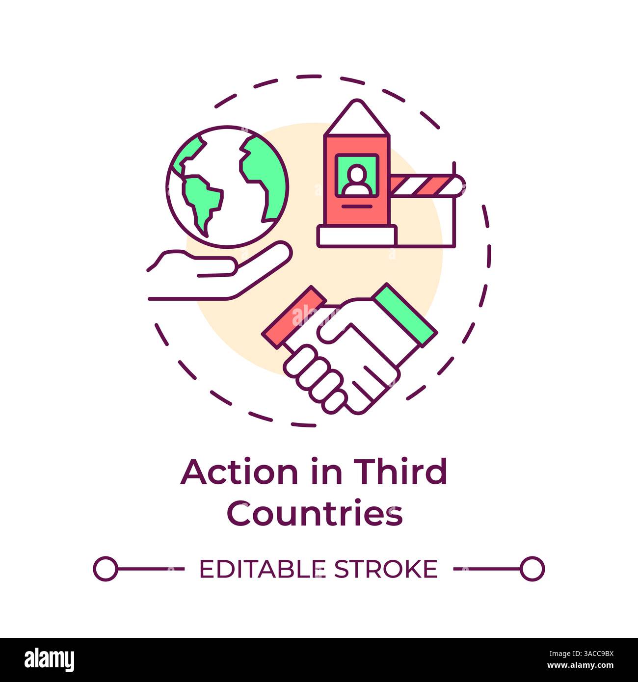 Action in third countries multi color concept icon Stock Vector Image ...