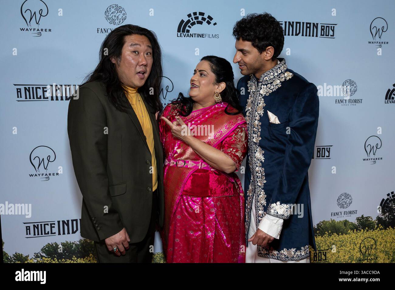 Peter S. Kim, Zarna Garg and Karan Soni attend the arrivals of the LA ...