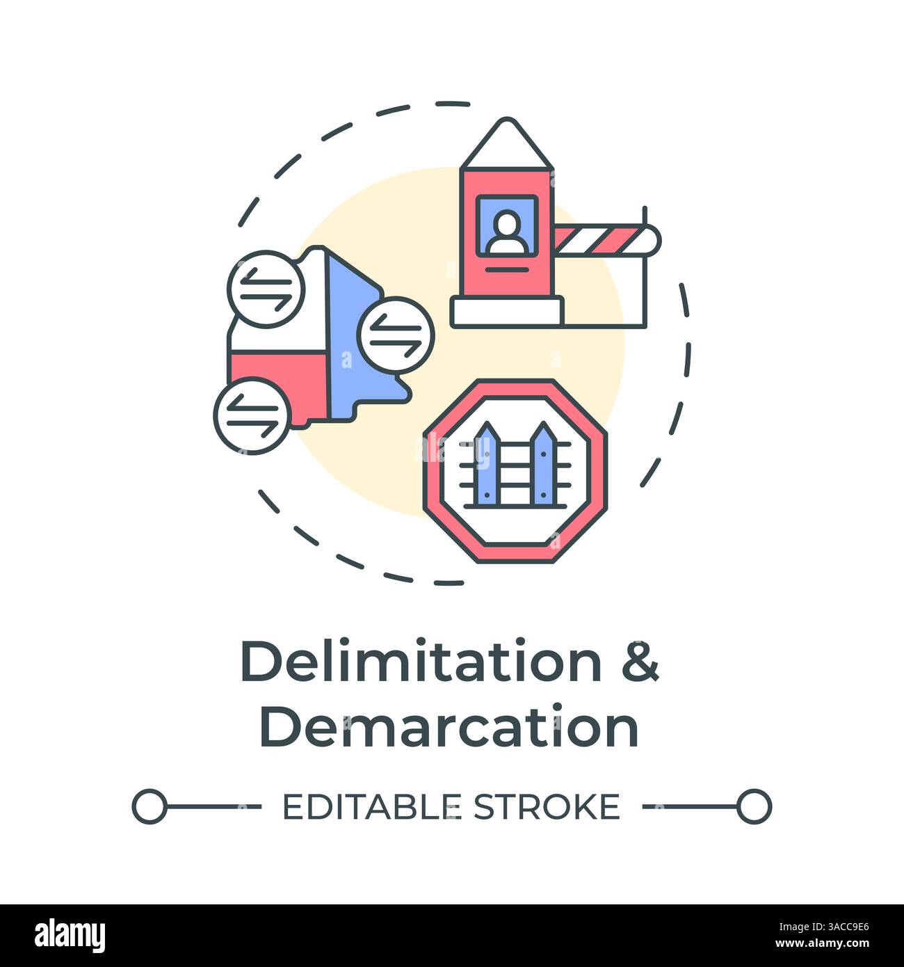 Delimitation and demarcation multi color concept icon Stock Vector ...