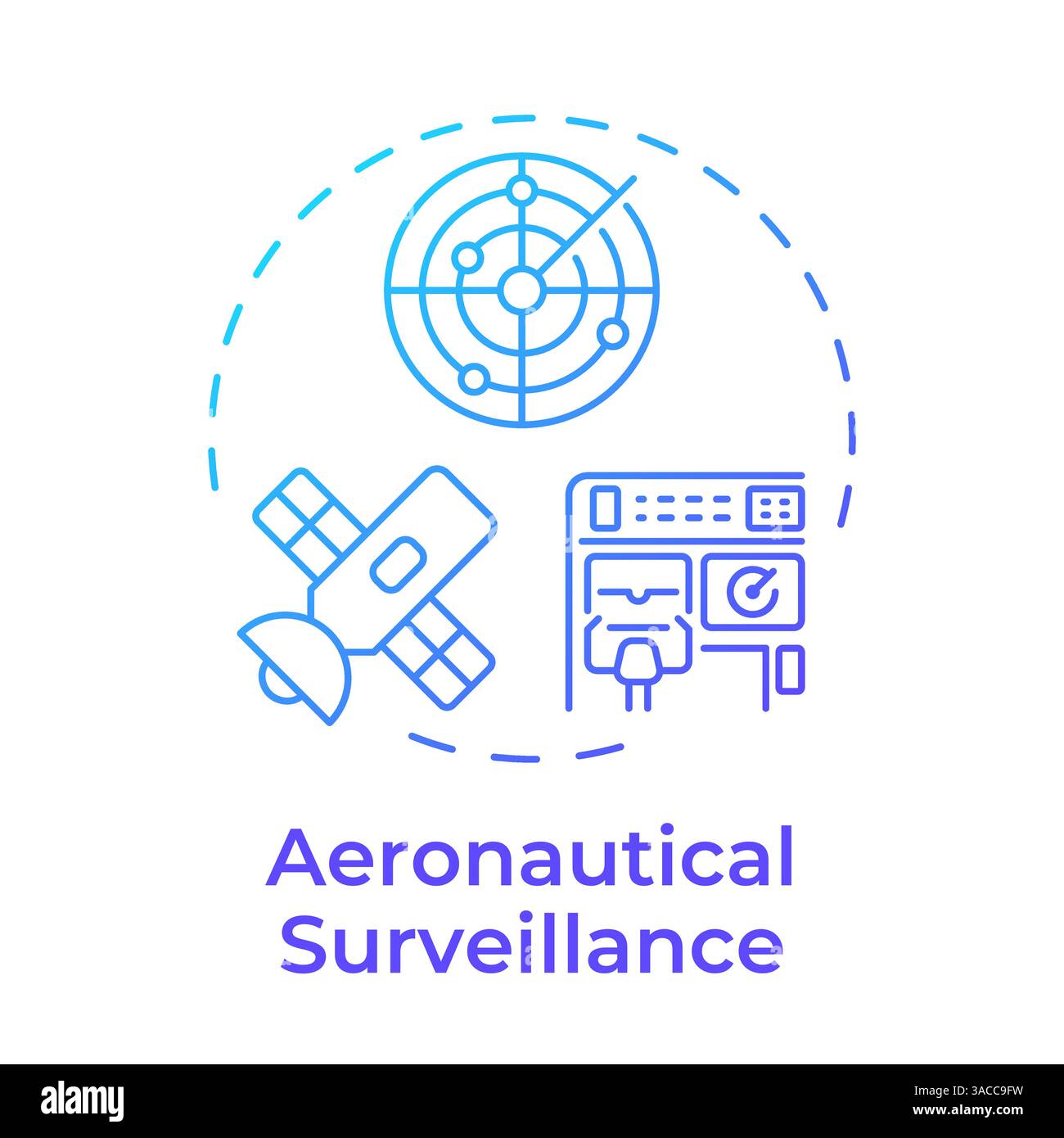 Aeronautical surveillance blue gradient concept icon Stock Vector Image ...