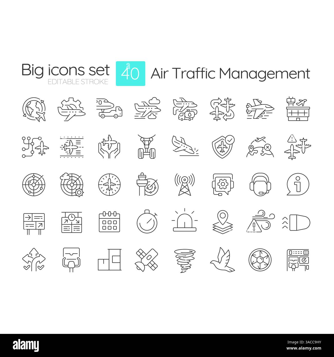 Air traffic management line icons set Stock Vector Image & Art - Alamy