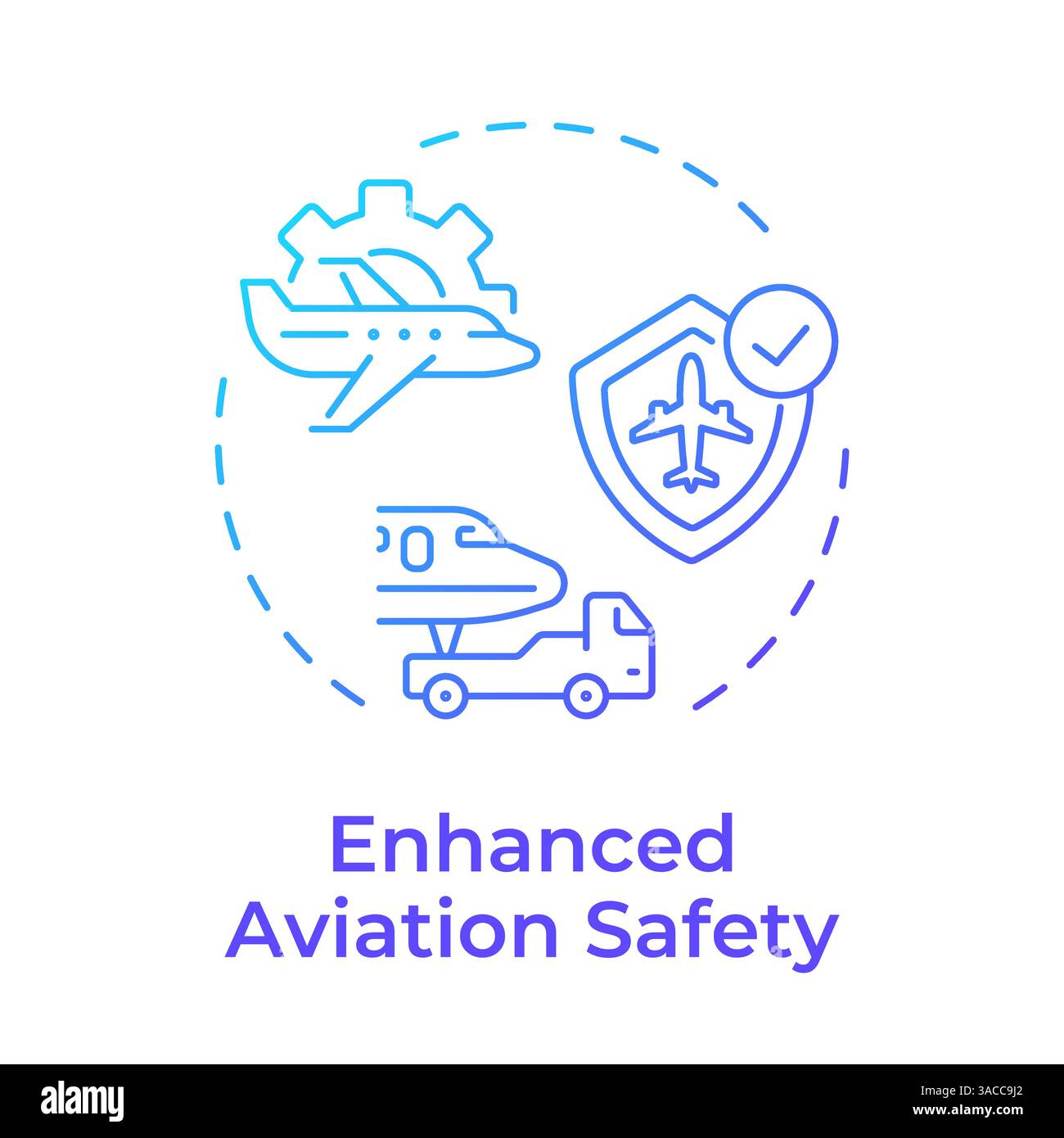 Enhanced aviation safety blue gradient concept icon Stock Vector Image ...