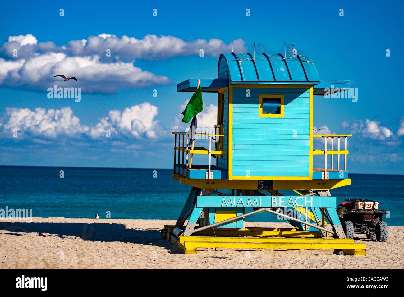 Beauty beach in Miami. Lifeguard tower on South Miami Beach. Miami ...
