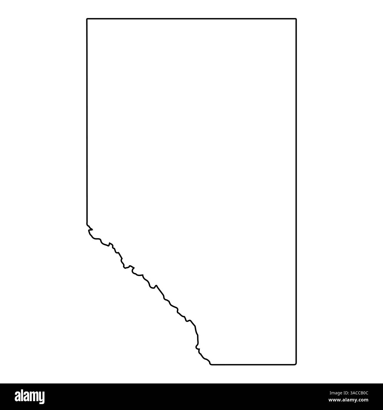 Simple black outline map of Alberta province, Canada isolated vector ...