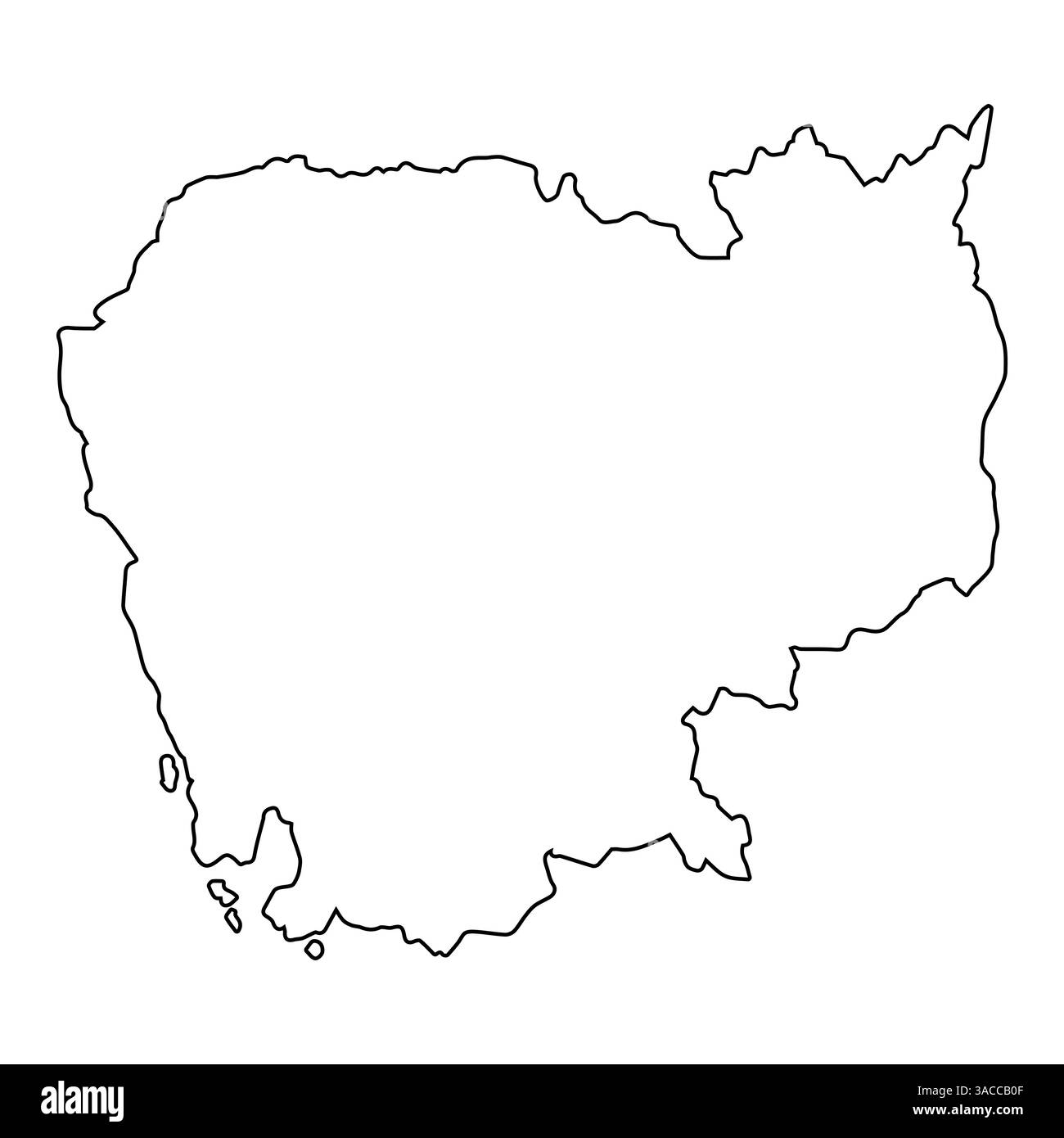 Blank Map of Cambodia Country Outline Vector for Design or Education ...