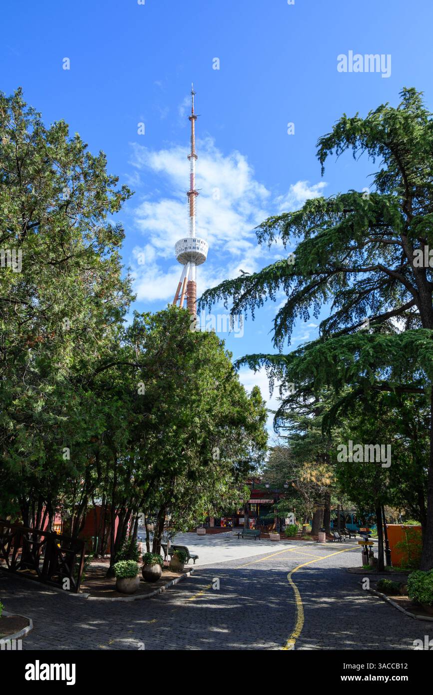 Tbilisi TV broadcasting communications tower located in Mtatsminda Park ...