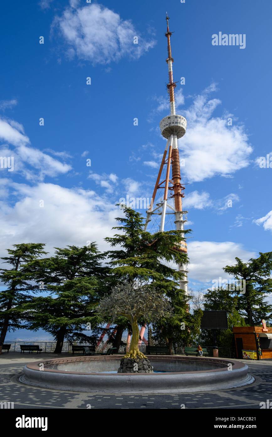 Tbilisi TV broadcasting communications tower located in Mtatsminda Park ...