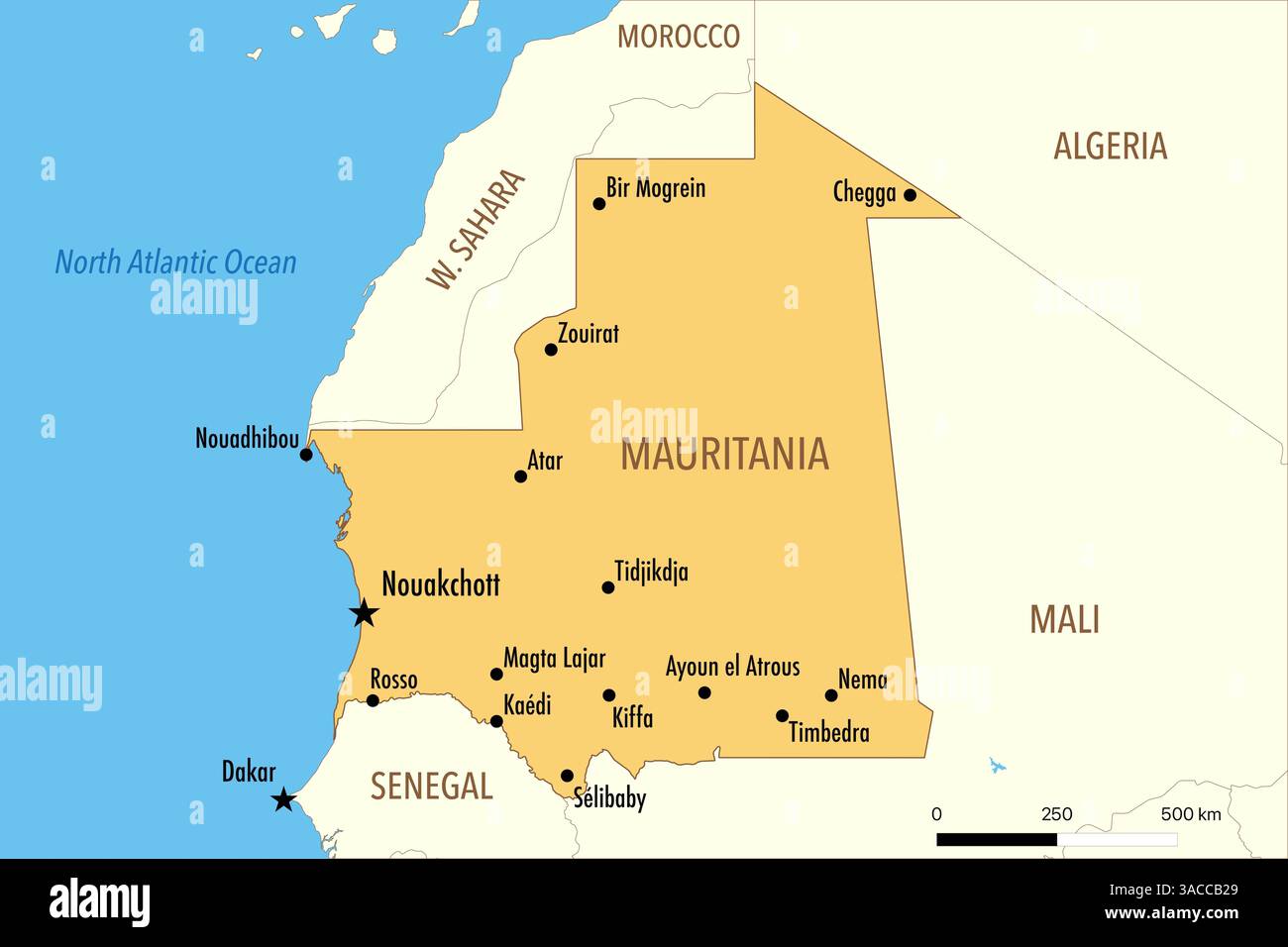 Mauritania map borders infographic hi-res stock photography and images ...