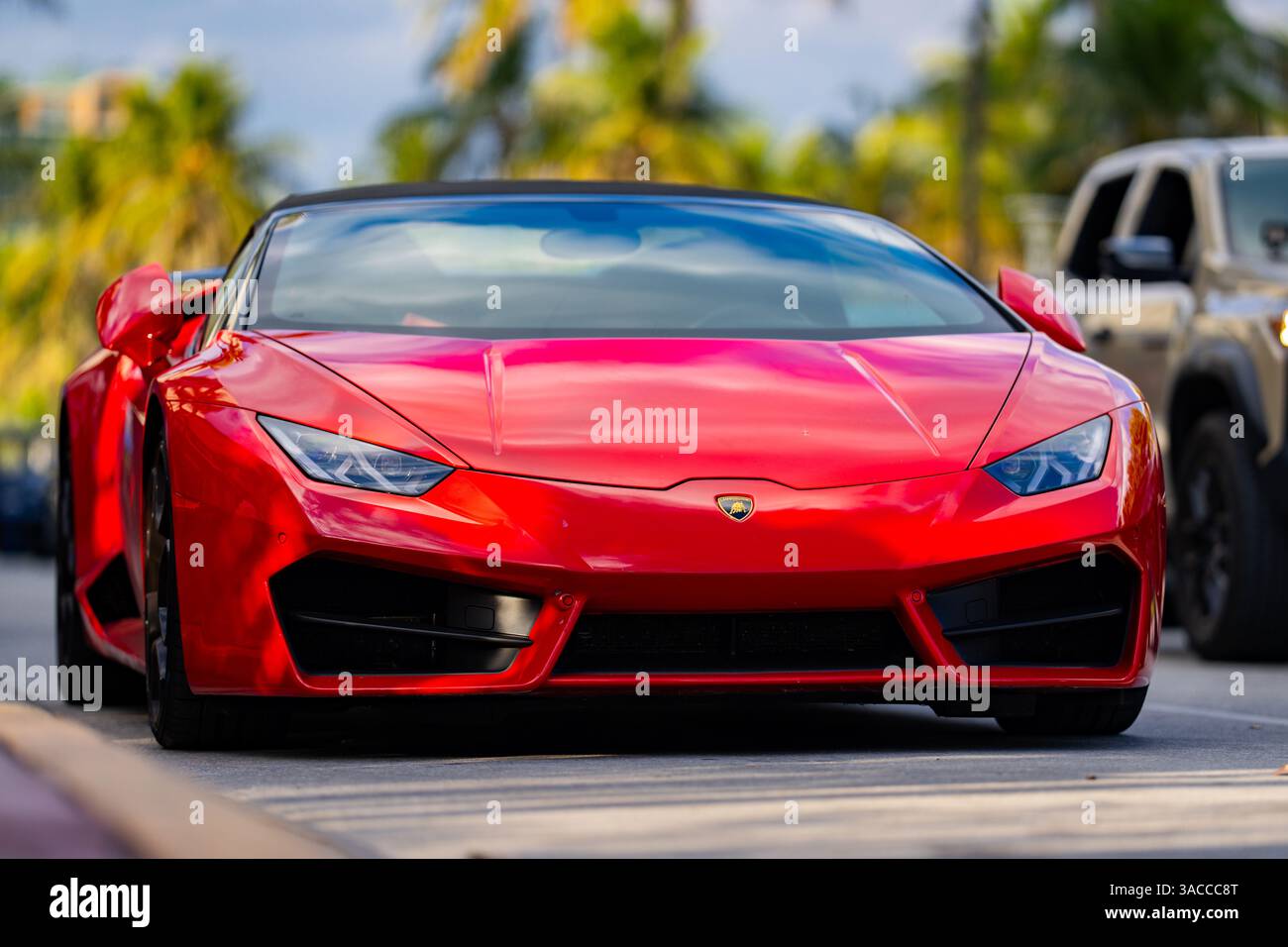 April 3, 2025. Miami. Lambo concept. Lamborghini sport car on the city ...