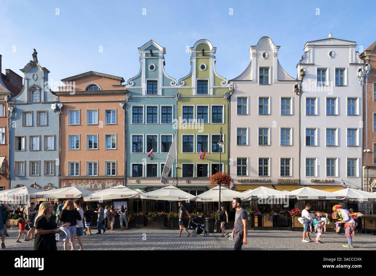 Gdansk, Poland, colourful fascades of medieval merchant town houses in ...