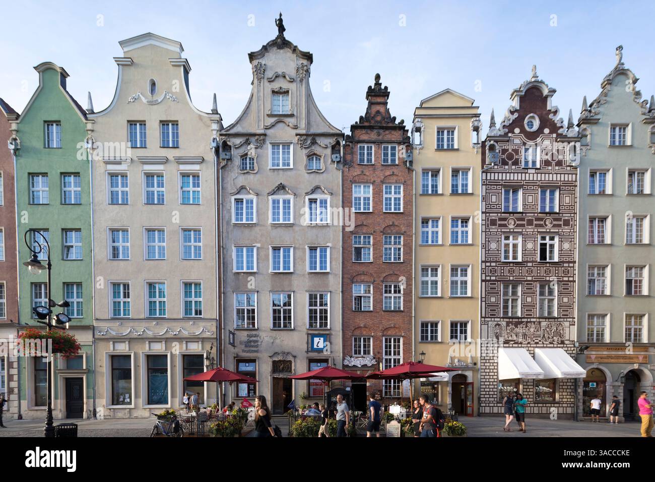 Gdansk, Poland, colourful fascades of medieval merchant town houses in ...