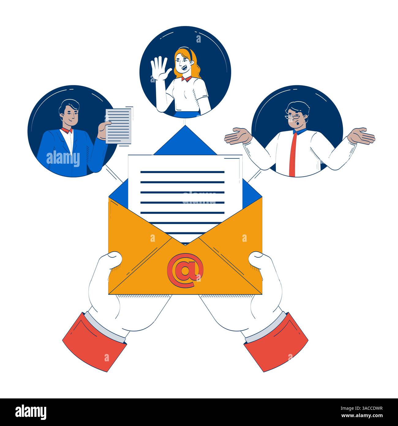 Business email communication doodle illustration concept Stock Vector ...