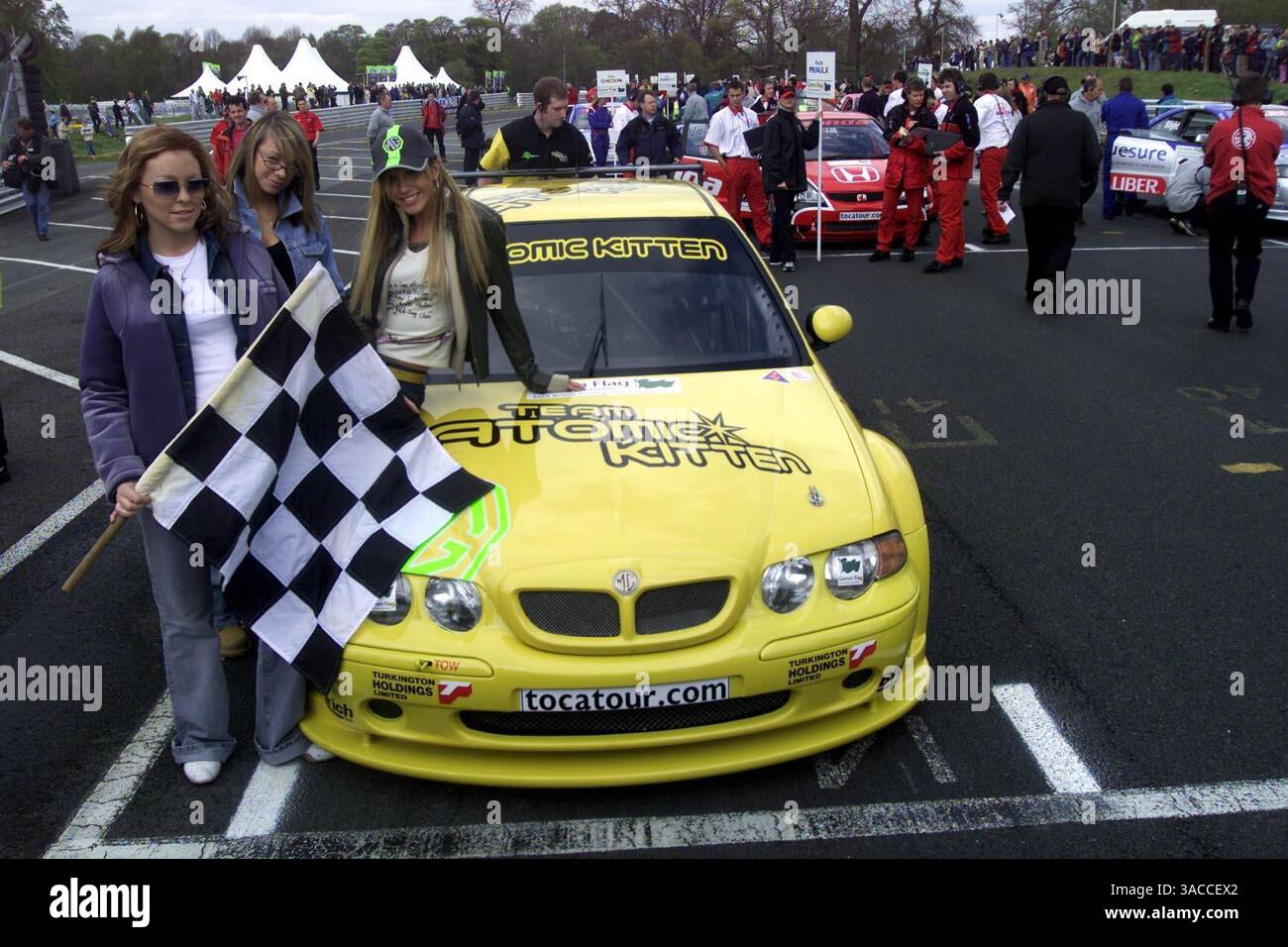 Pop Group Atomic Kitten pose with their Team Atomic Kitten MG ZS on its ...