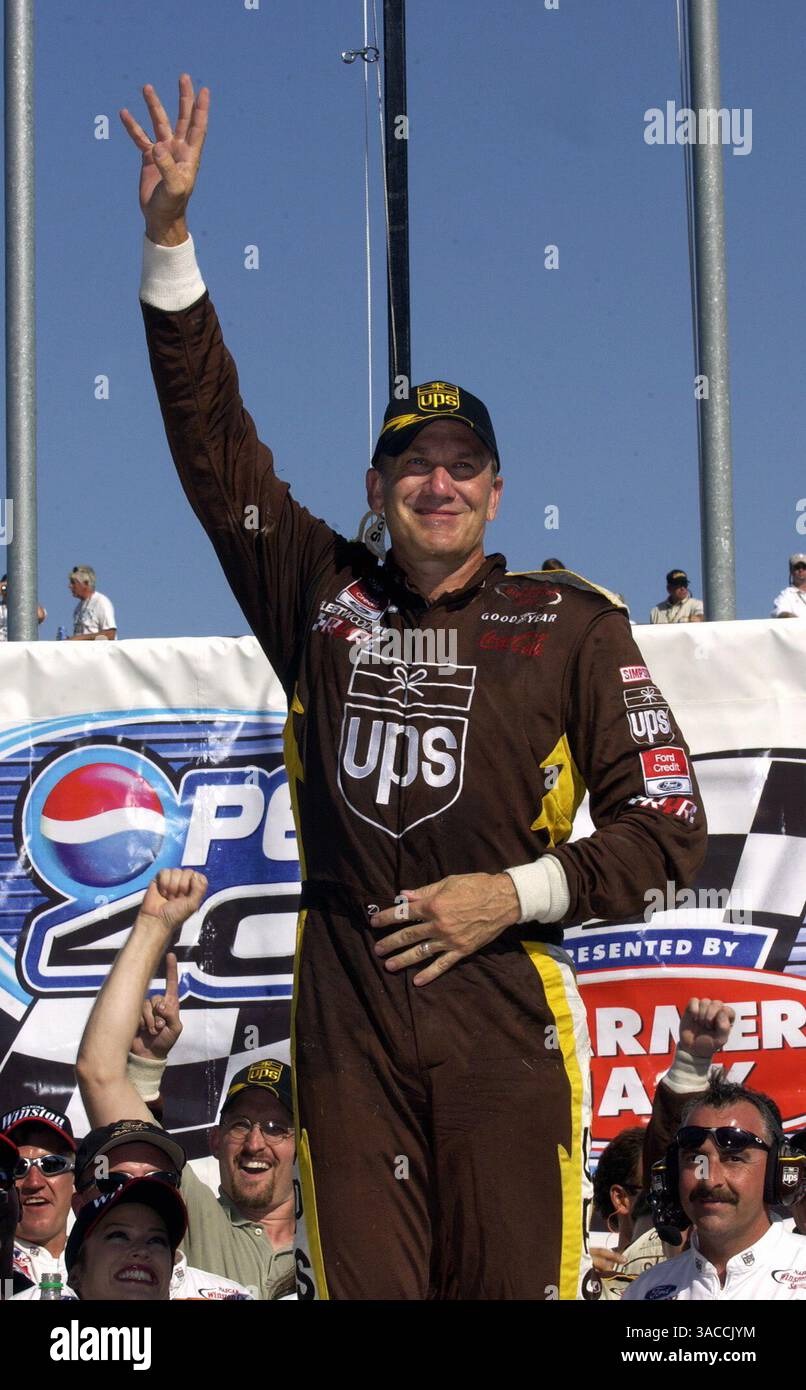 Race winner Dale Jarrett (USA) UPS Ford celebrates his victory..NASCAR ...