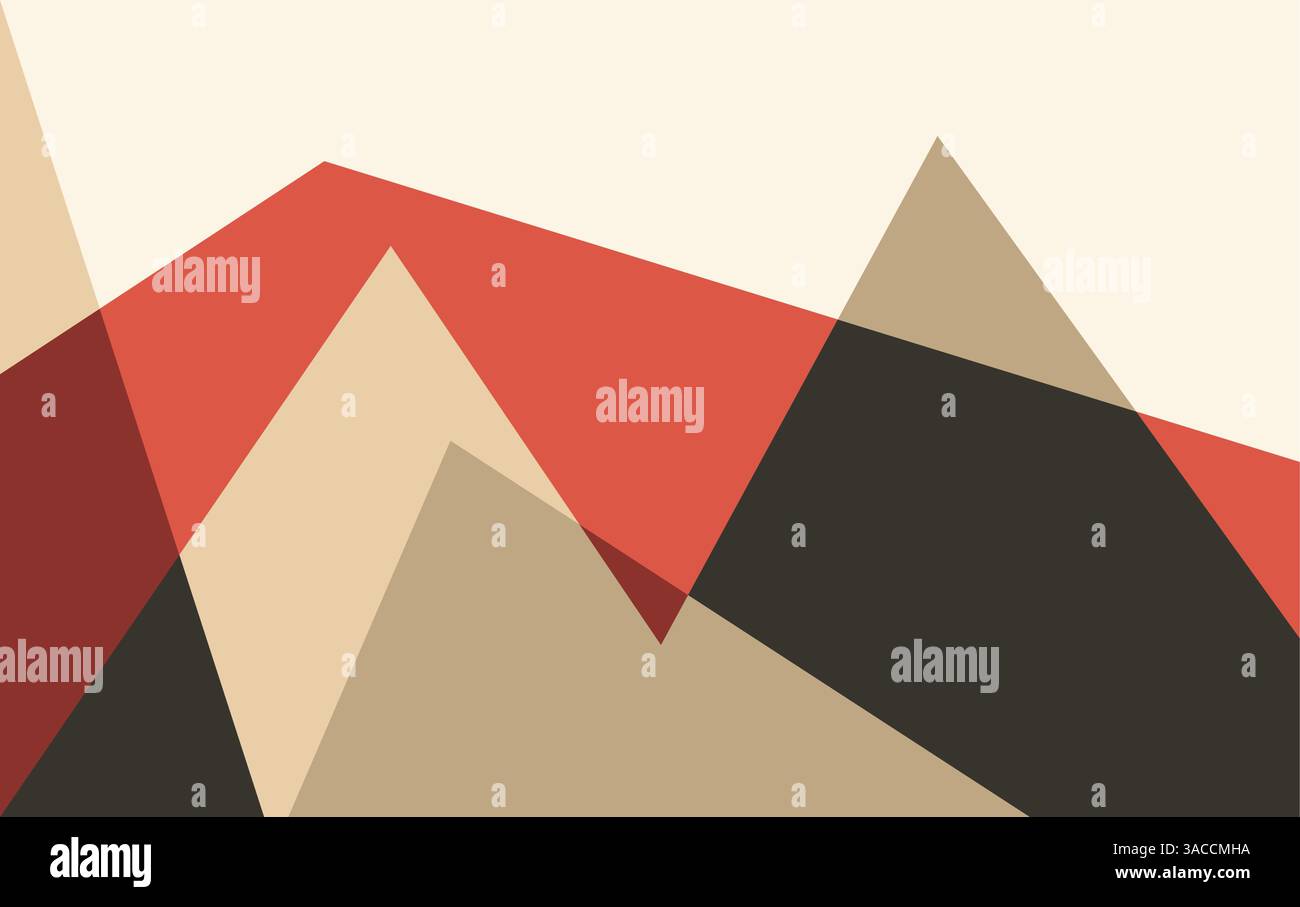 Mountains With Sun Abstract flat color illustration. Abstract simple ...