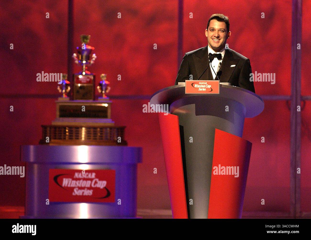Tony Stewart (USA) is lauded as the 2002 NASCAR Winston Cup Champion ...