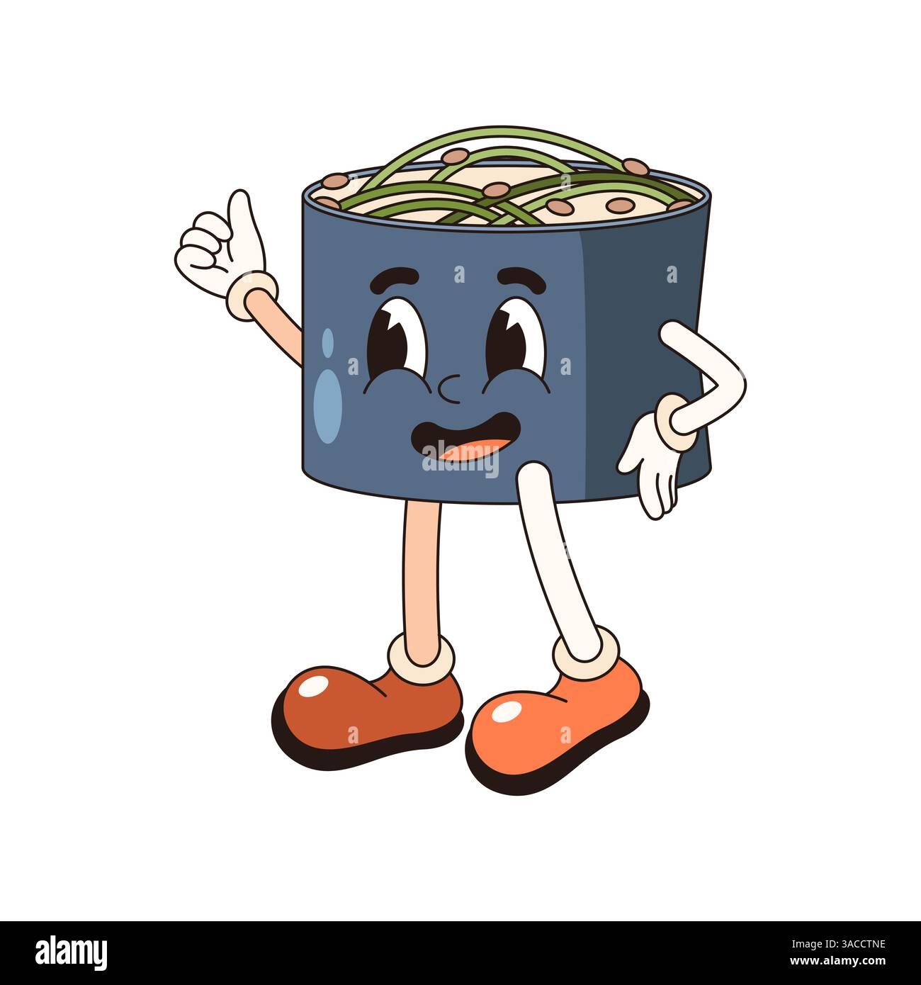 Vector kappa maki sushi or pop art cucumber roll. Cartoon smiling ...