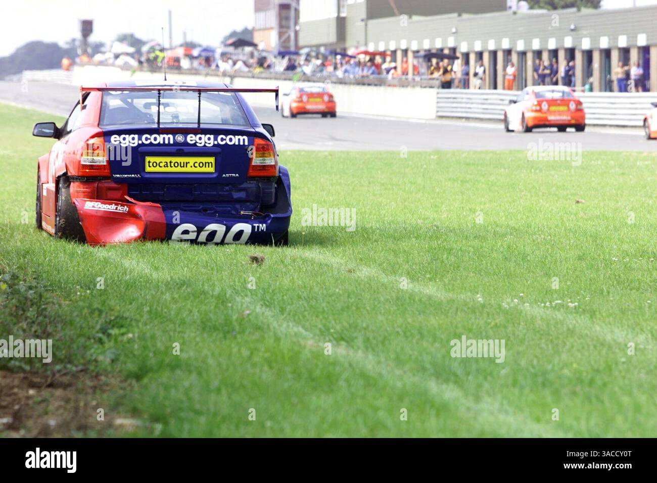 Matt Neal (GBR) Vauxhall Astra finds a patch of grass to park up and ...