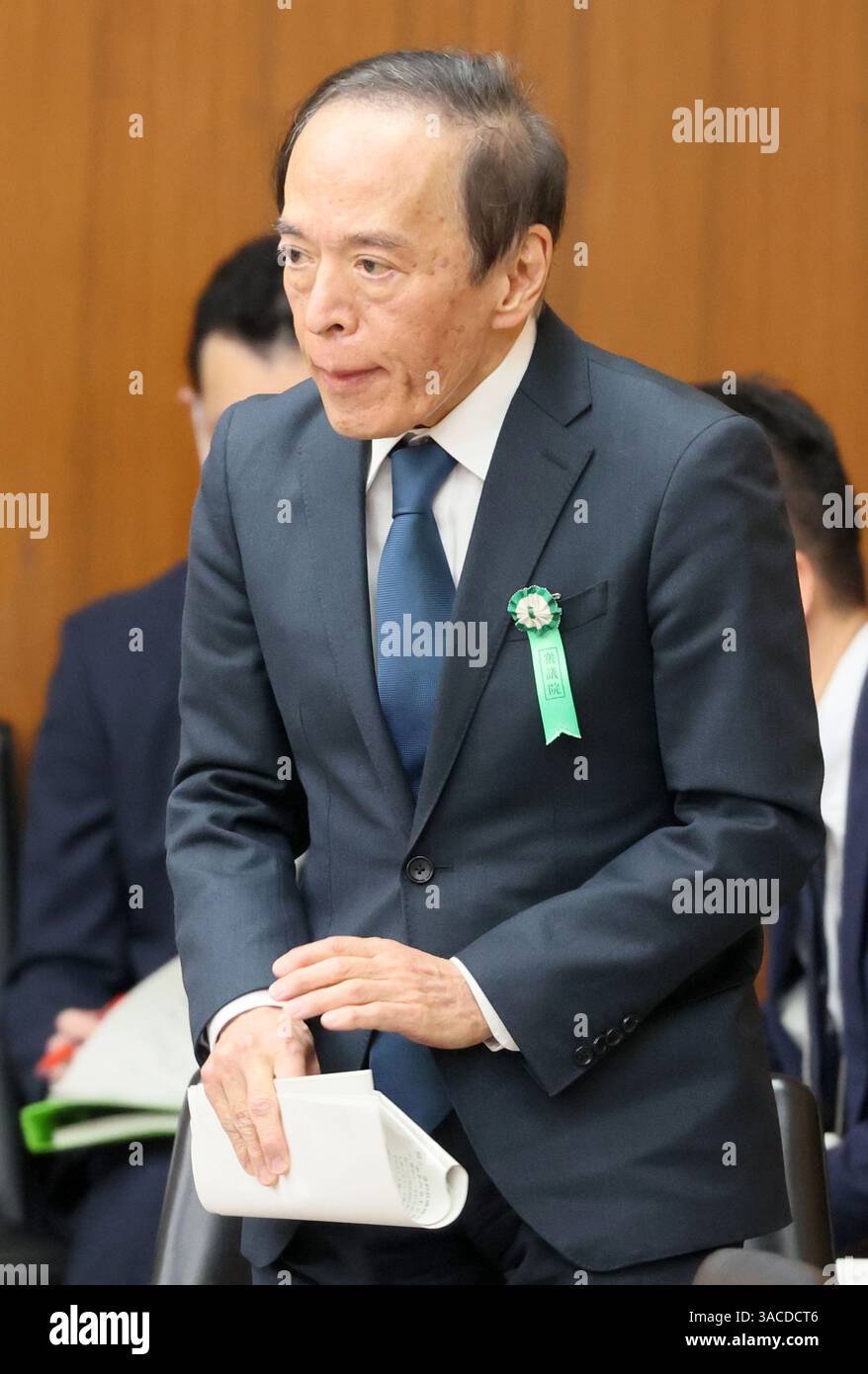 Tokyo, Japan. 4th Apr, 2025. Bank of Japan Governor Kazuo Ueda leaves ...