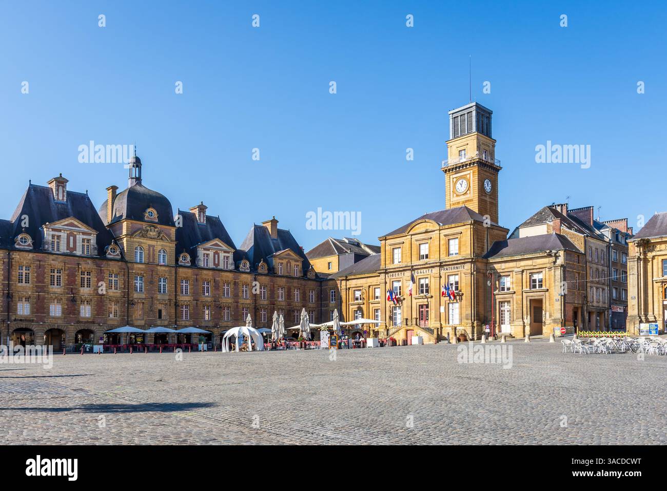 Town hall with belfry in the southwest corner of the Place Ducale in ...