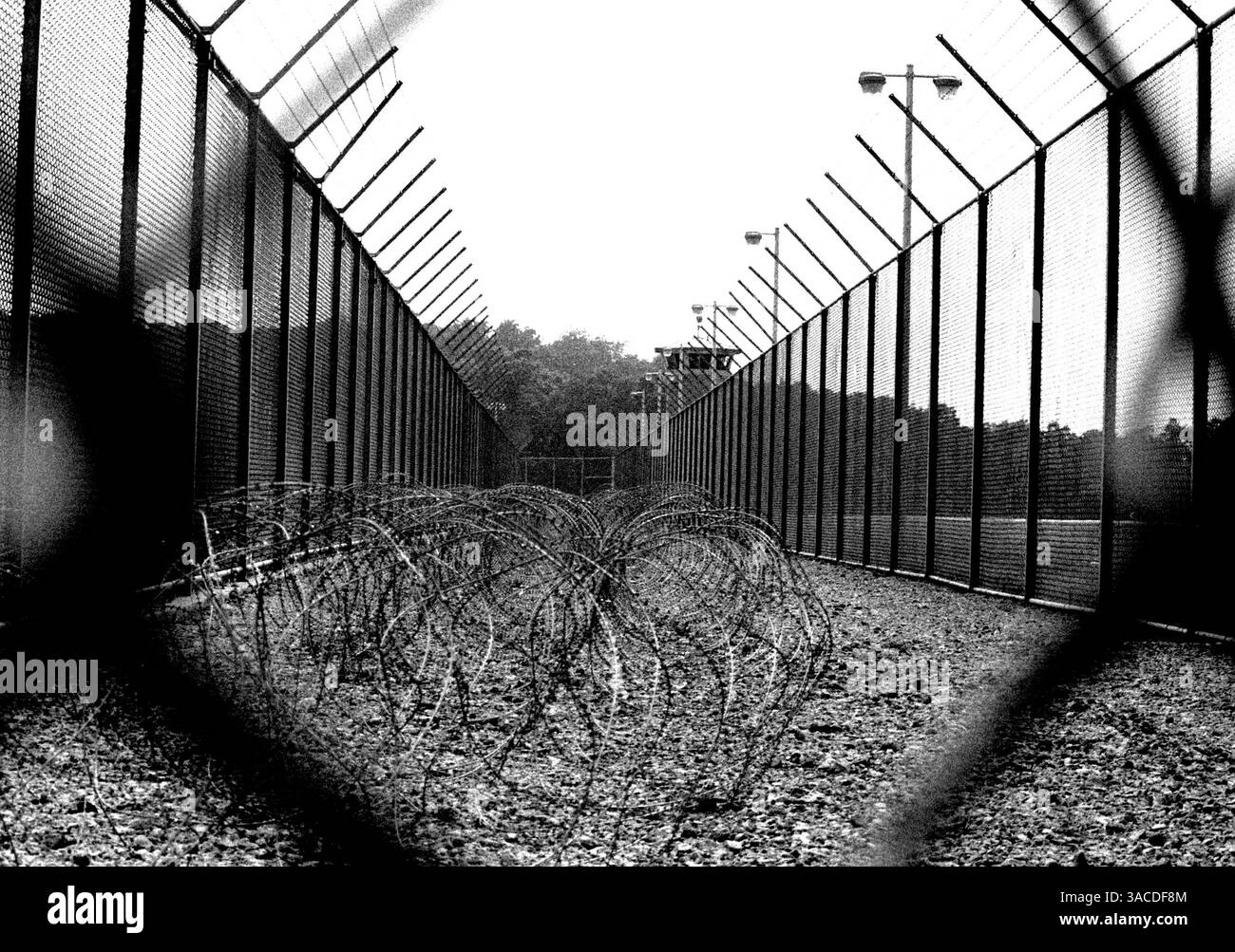 Jun 01, 1973 - Lucasville, Ohio, USA - A double fence and guard tower ...