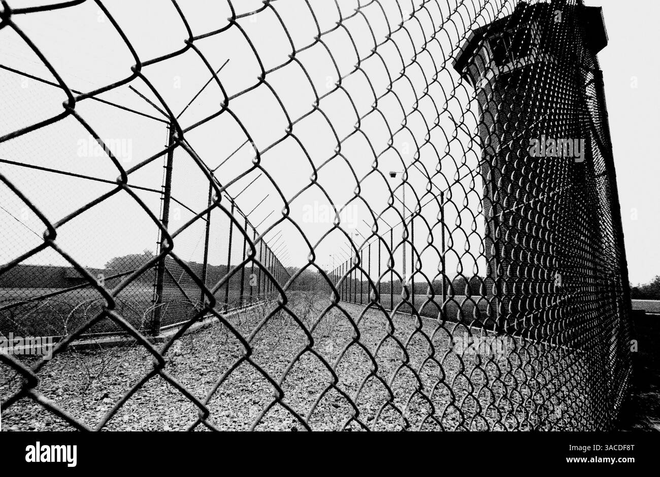 Jun 01, 1973 - Lucasville, Ohio, USA - A double fence and guard tower ...