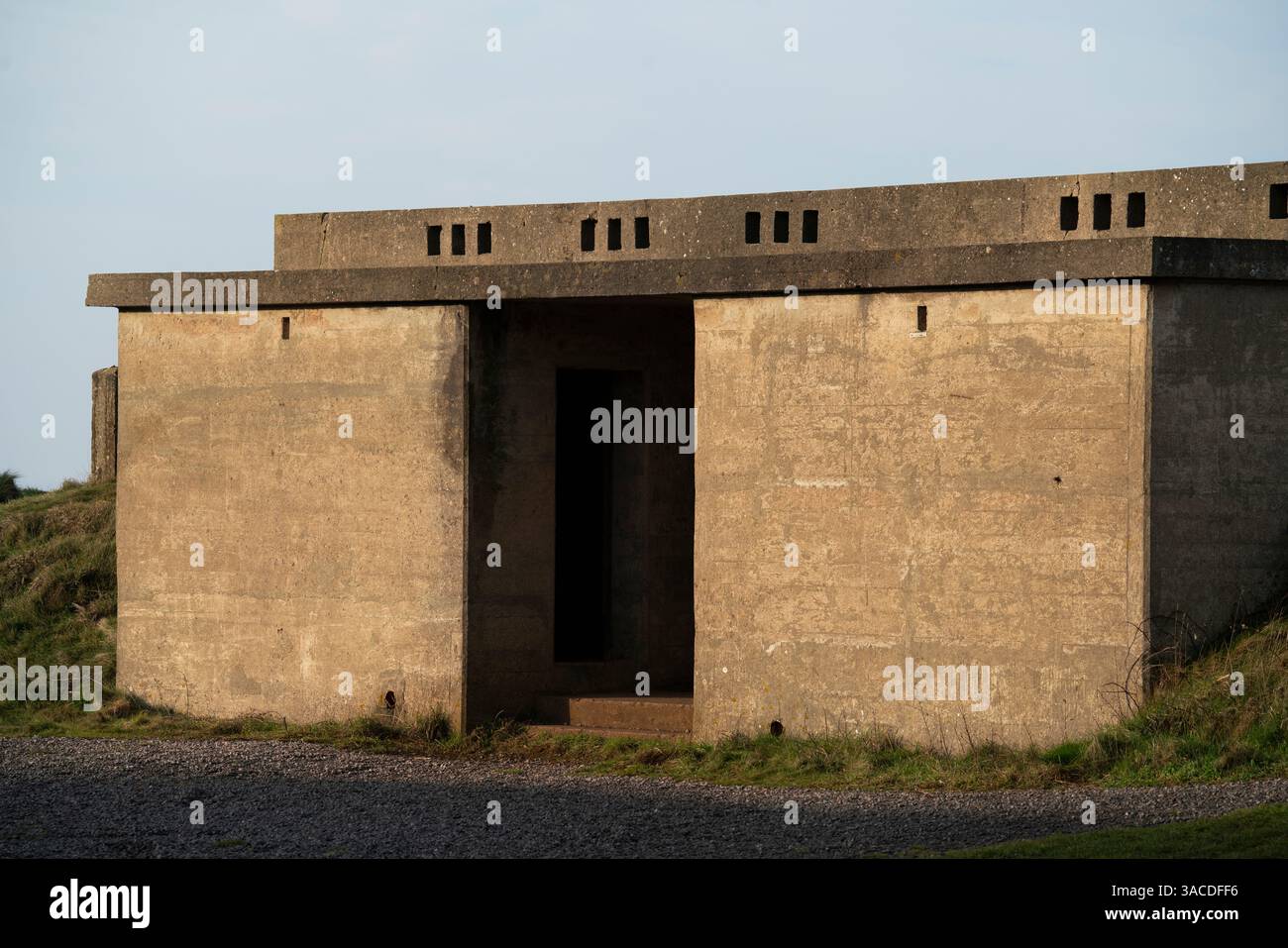 General view of Brean Down Fort on a sunny day. The Victorian naval ...